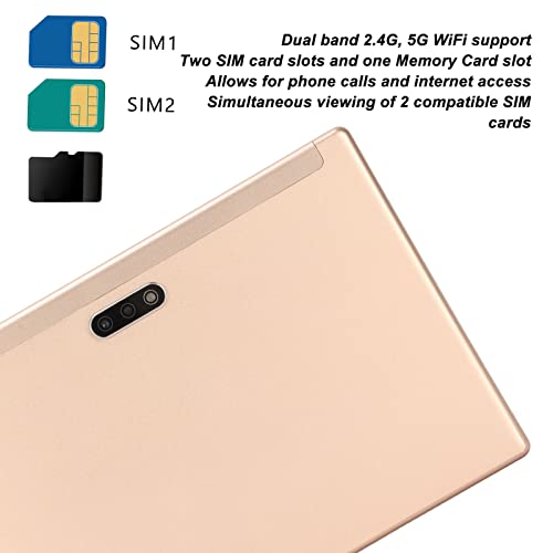 UPQRSG 10 Inch Tablet, 4GB RAM 64GB ROM, 8000 Mah IPS HD Display, Octa Core CPU IPS Display Dual SIM Dual Standby, 2.4G 5G Dual Band WiFi HD Tablet US Plug 100‑240V(Silver Grey)