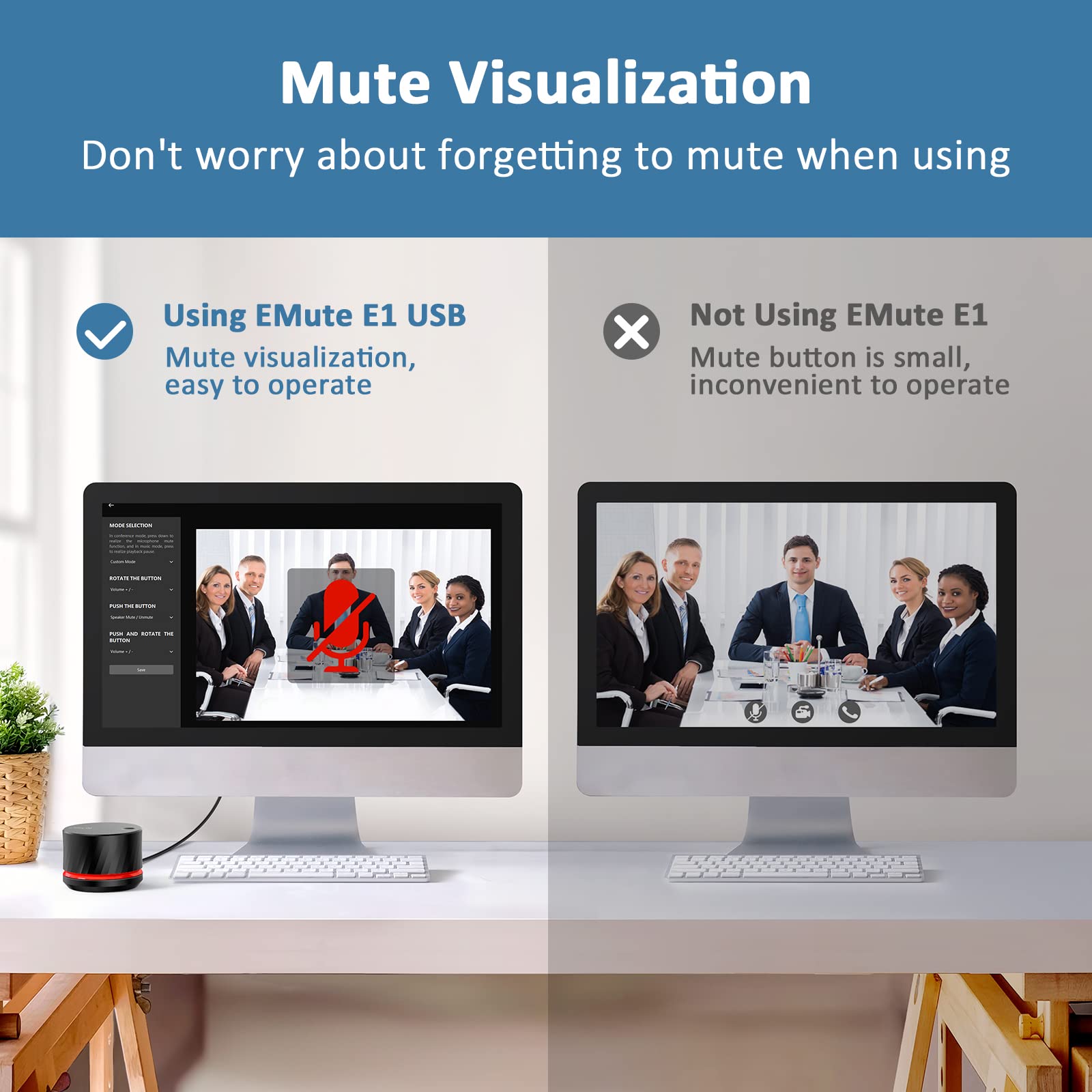 USB Volume Control Knob - EMEET USB Multimedia Controller Knob with One-Click Mute Function and Music Switching, Customize Mute Button Mode, Multimedia Control Knob Supports Windows and Mac
