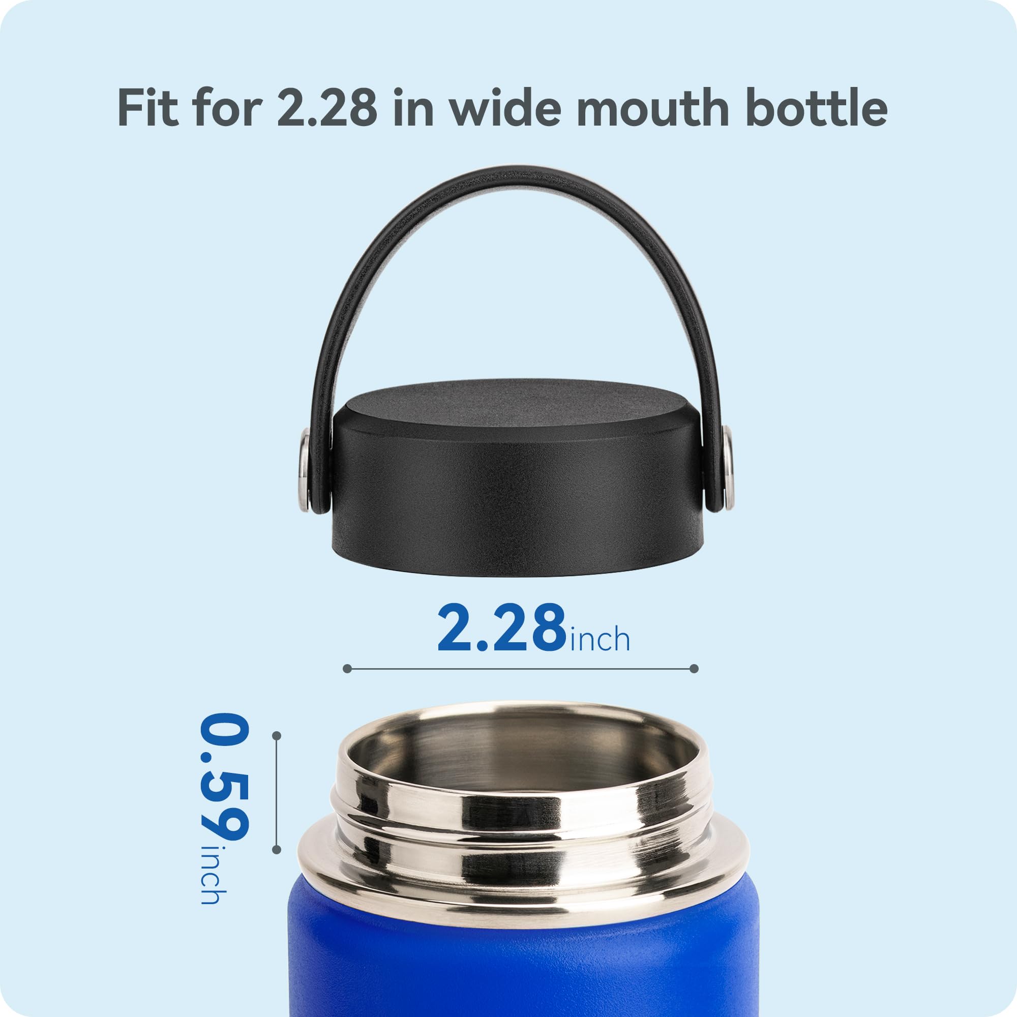 Prurex Replacement Lid for Hydroflask,Klean Kanteen,Simple Modern Wide Mouth Bottles, Flask Cap for 12-64oz Sports Water Bottles Accessories (2 Pack)
