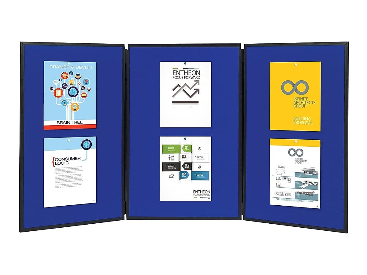 Quartet Show-IT! 3-Panel Display System, 6' x 3', Double-Sided, Blue/Gray