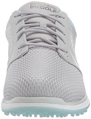 Skechers Women's Go Elite 3 Grand Relaxed Fit Spikeless Waterproof Golf Shoe, Gray/Mint, 6 M US