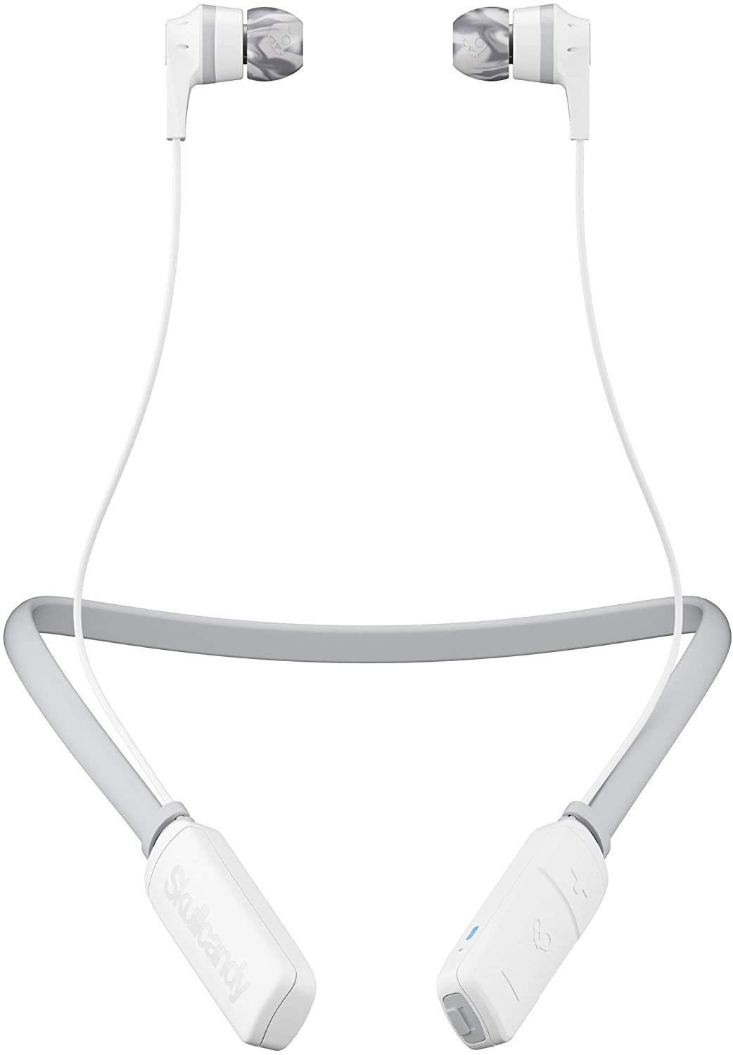 Skullcandy - Ink'd Bluetooth Wireless Earbuds w/Microphone, Noise Isolating Supreme Sound, 8-Hour Rechargeable Battery, Lightweight w/Flexible Collar (White) + 5-Pack Face Mask