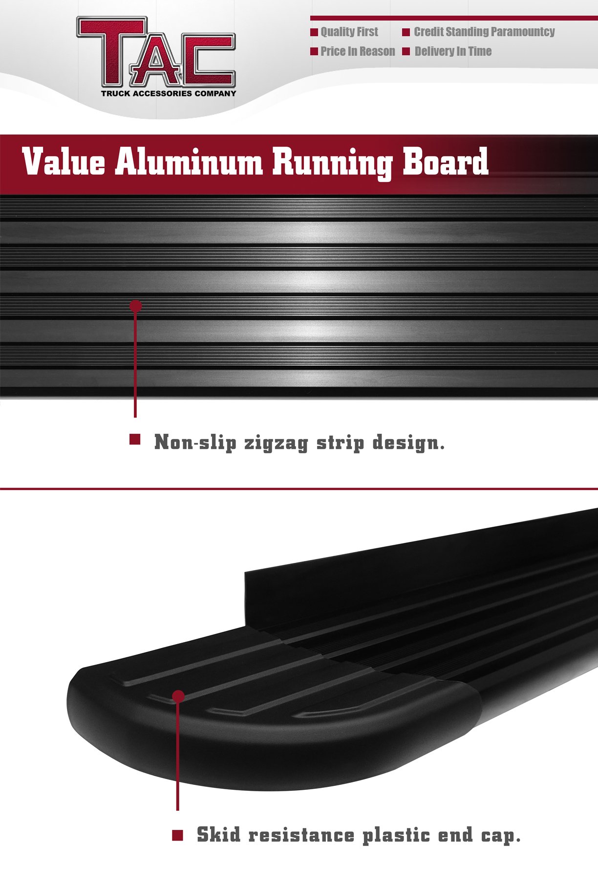 TAC Running Boards Fit 2011-2019 Ford Explorer Value Aluminum SUV Black Side Steps Nerf Bars Step Rails Running Boards Off Road Automotive Exterior Accessories (2 Pieces Running Boards)