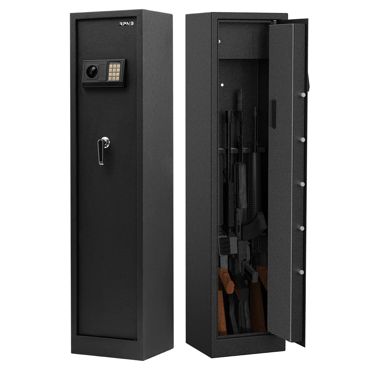 RPNB Rifle Safe,Electronic Gun Security Cabinet,Quick Access 5-Gun Large Metal Rifle Gun Security Cabinet with Separate Pistol/Ammo Area
