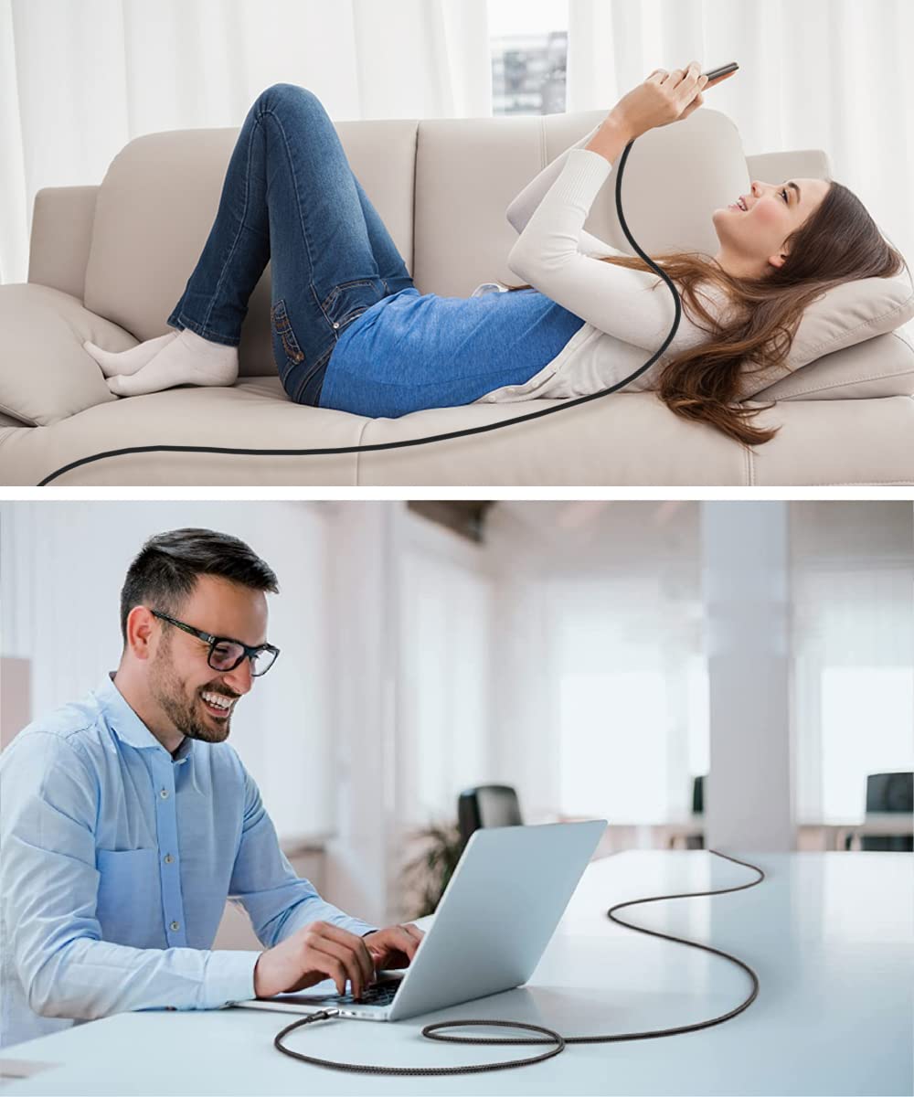 USB-C to USB-C 100W Cable (10ft/2-Pack),USB Type C 5A Fast Charging Cable Compatible with MacBook Pro 2020/2019/2018, iPad Pro 2020/2019/2018,Samsung Galaxy Note 20,Pixelbook and Type-C Laptops