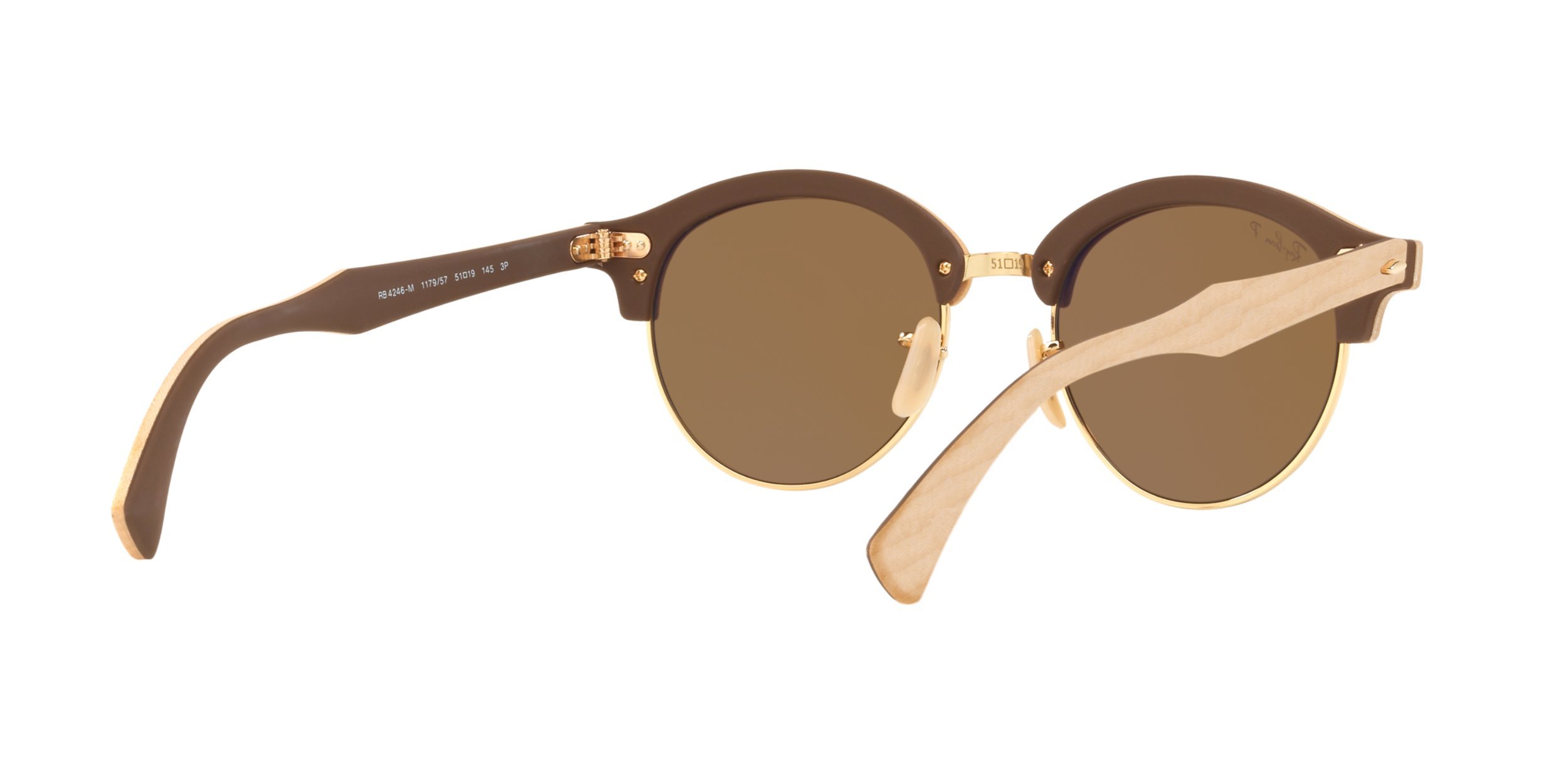 Ray-Ban Rb4246m Clubhouse Wood Round Sunglasses, Gold/Polarized Brown, 51 mm