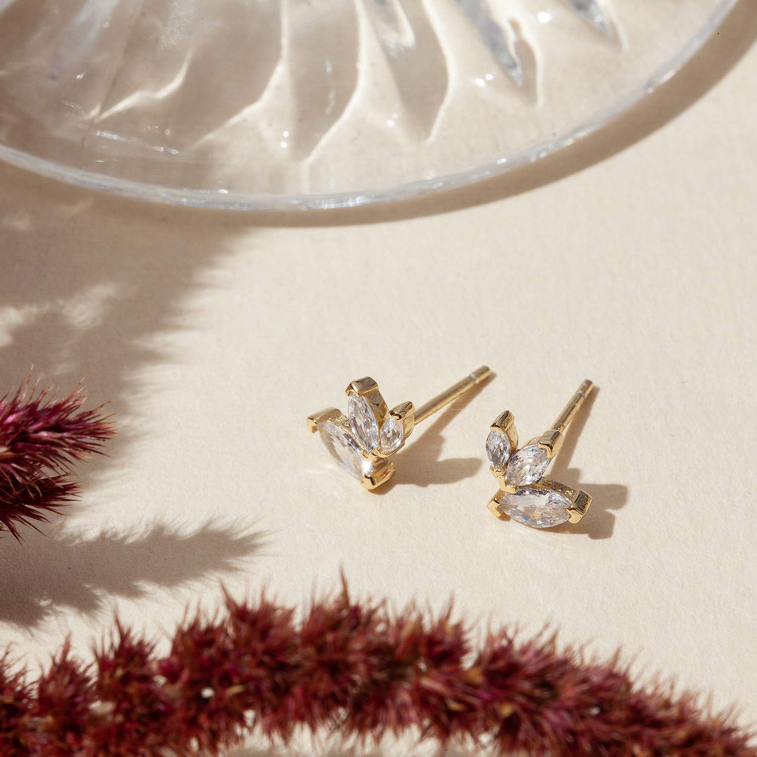 PAVOI 14K Yellow Gold Plated Constellation Ear Climbers | 3 Stone Ear Crawler Earrings for Women