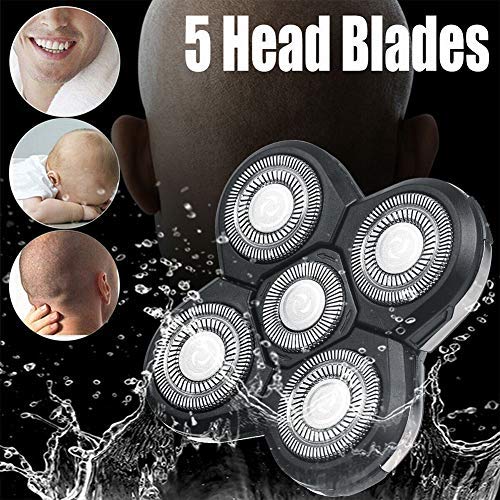 Shaver Blade Heads for 5 Heads Razor Blade Heads, Electric Razor Head Replacement Blades Beard Cutter Easy Install for Head and Face (Black)