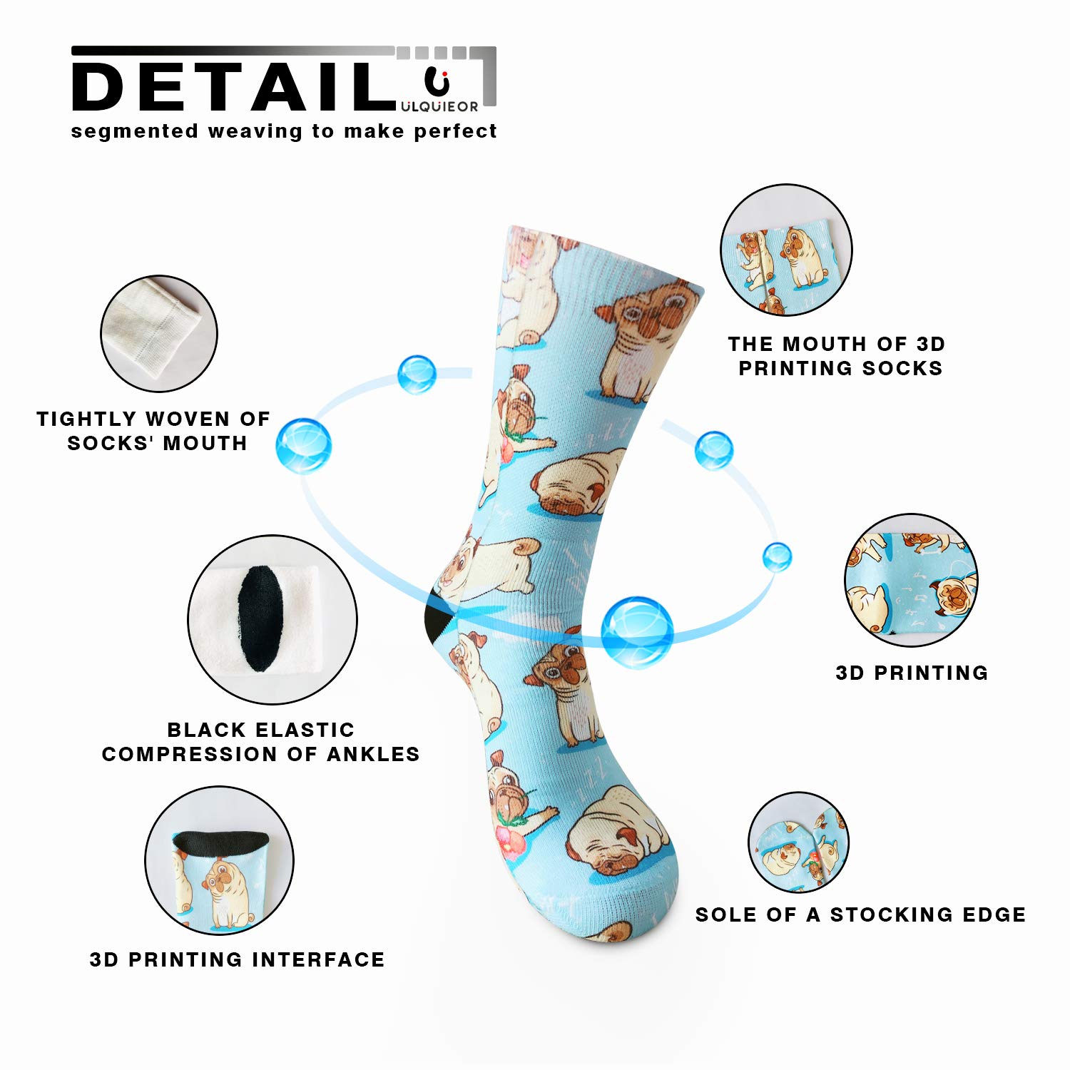 ULQUIEOR Women's Flower Dog Cotton Performance Cushion Novelty Athletic Soprt Crew Socks