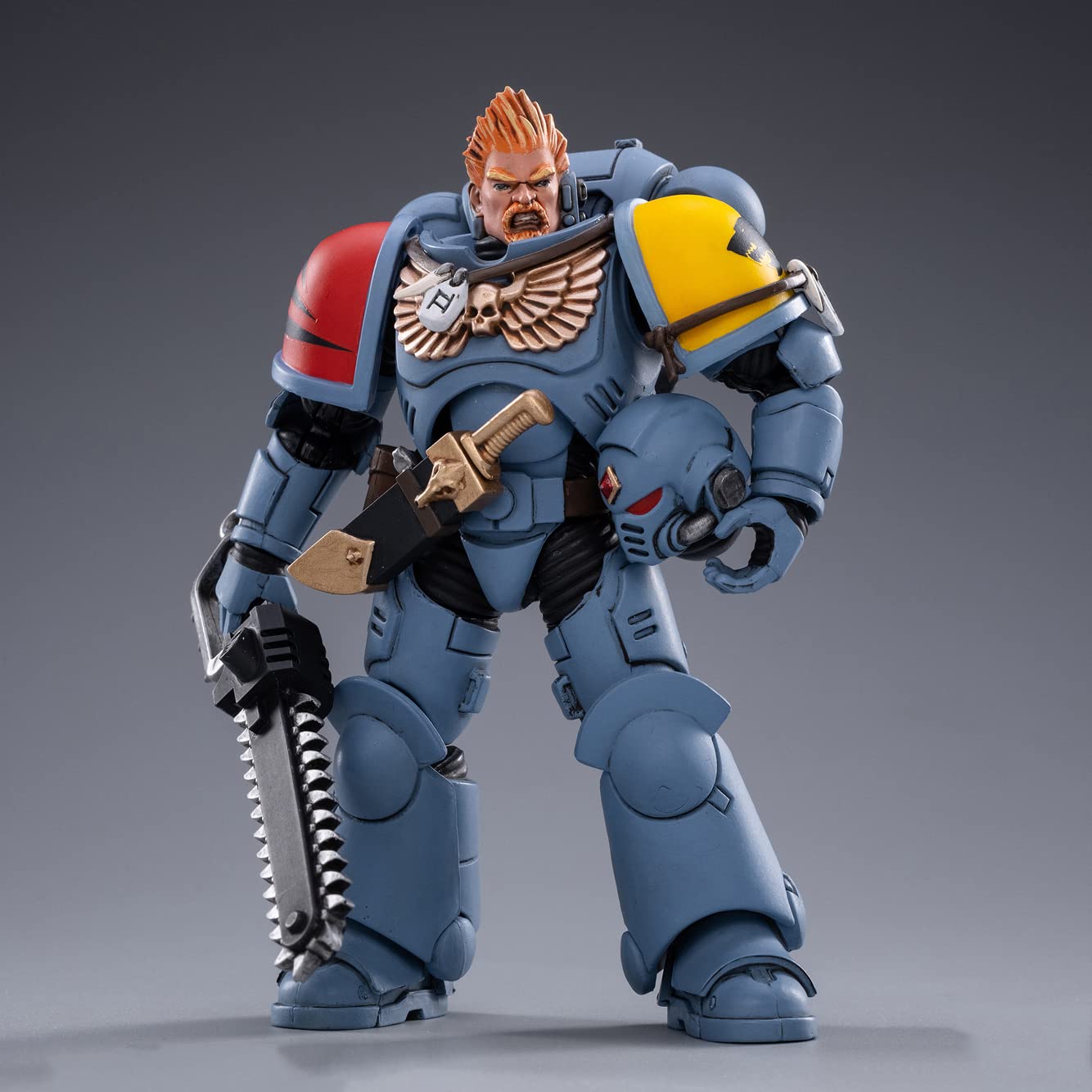 Pipigirl JoyToy × Warhammer Genuine License 1/18 Soldier Action Figures, 4inch Army Military Extreme Warrior Models Kits(Space Wolves Ragnar Blackmane)