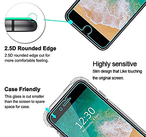 Screen Protector iPhone 8 7 6S 6, Anti Blue Light Screen Protector [ Eye Protect ] [ Touch Screen Accuracy ] [Bubble Free] Tempered Glass for iPhone 8/7 /6s/ 6 [3 Pcs]