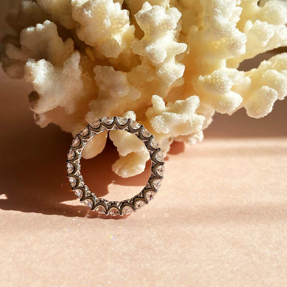 Sterling Silver 2.53 Ctw Thick Full Eternity Band Round-Cut 3mm Wide Bridal Wedding Band Cubic Zirconia (7)