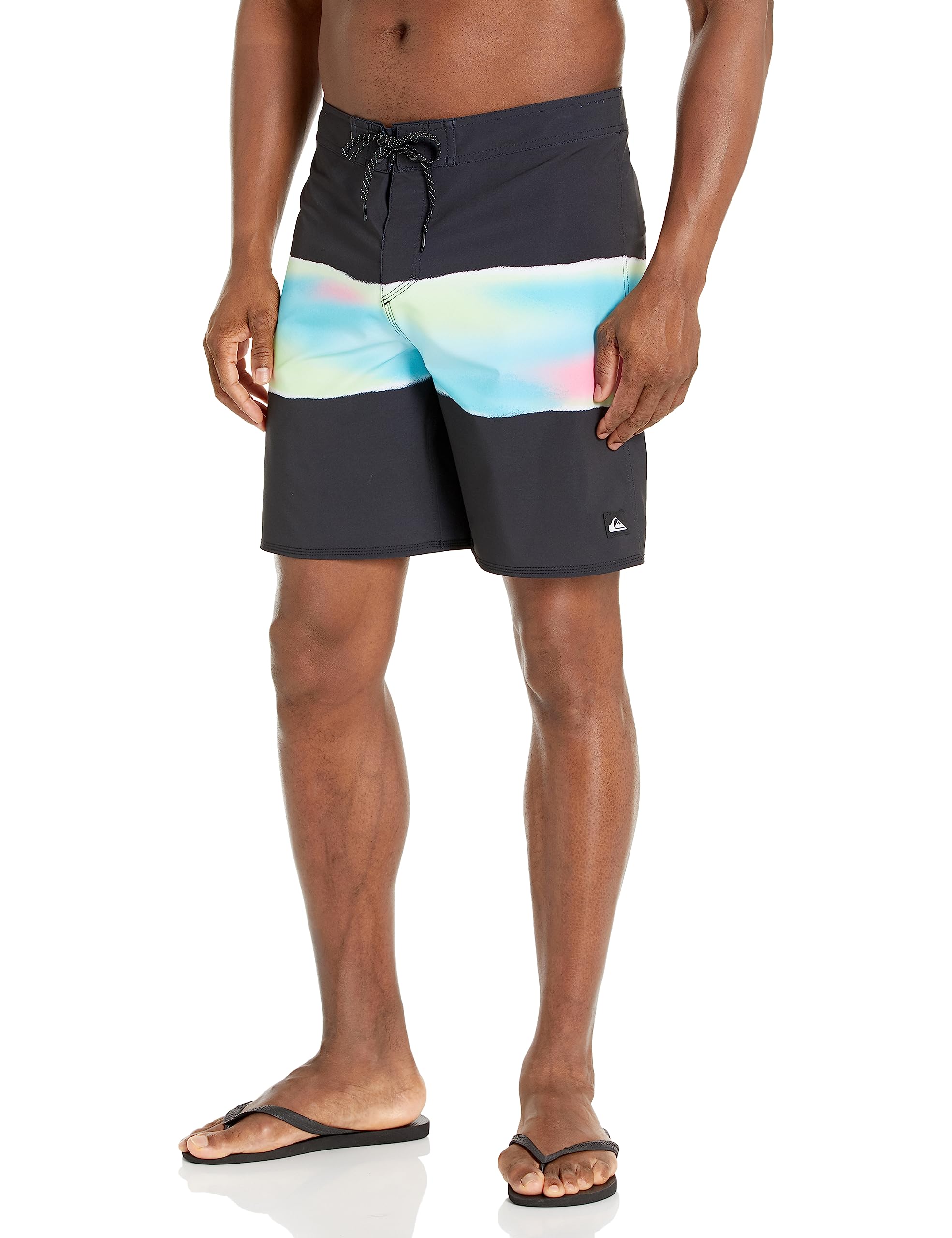 Quiksilver Men's Standard Surfsilk Air Brush 19 Boardshort Swim Trunk, Black, 34