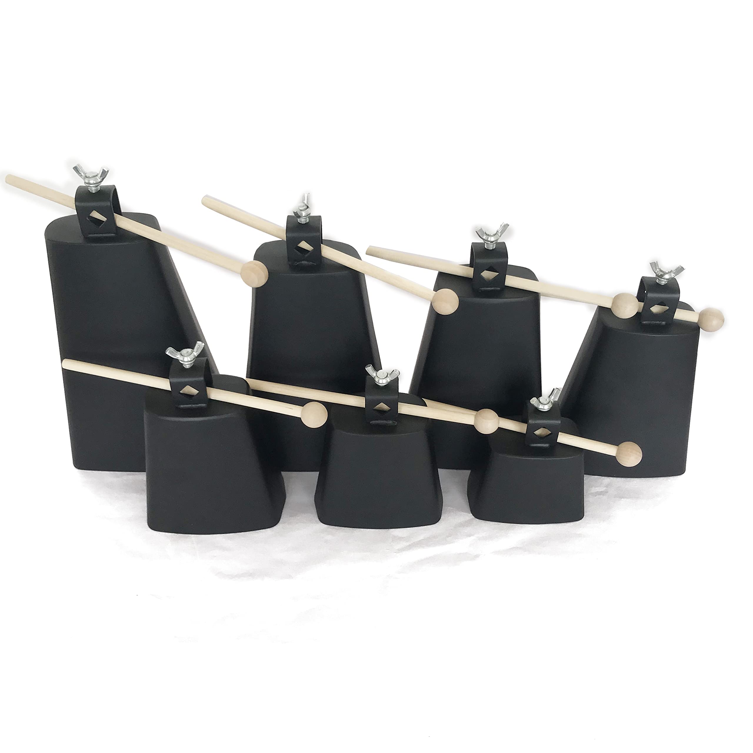 Steel CowBell with Stick, Noise Makers Hand Metal Percussion Cow bells for Drum Set (4")