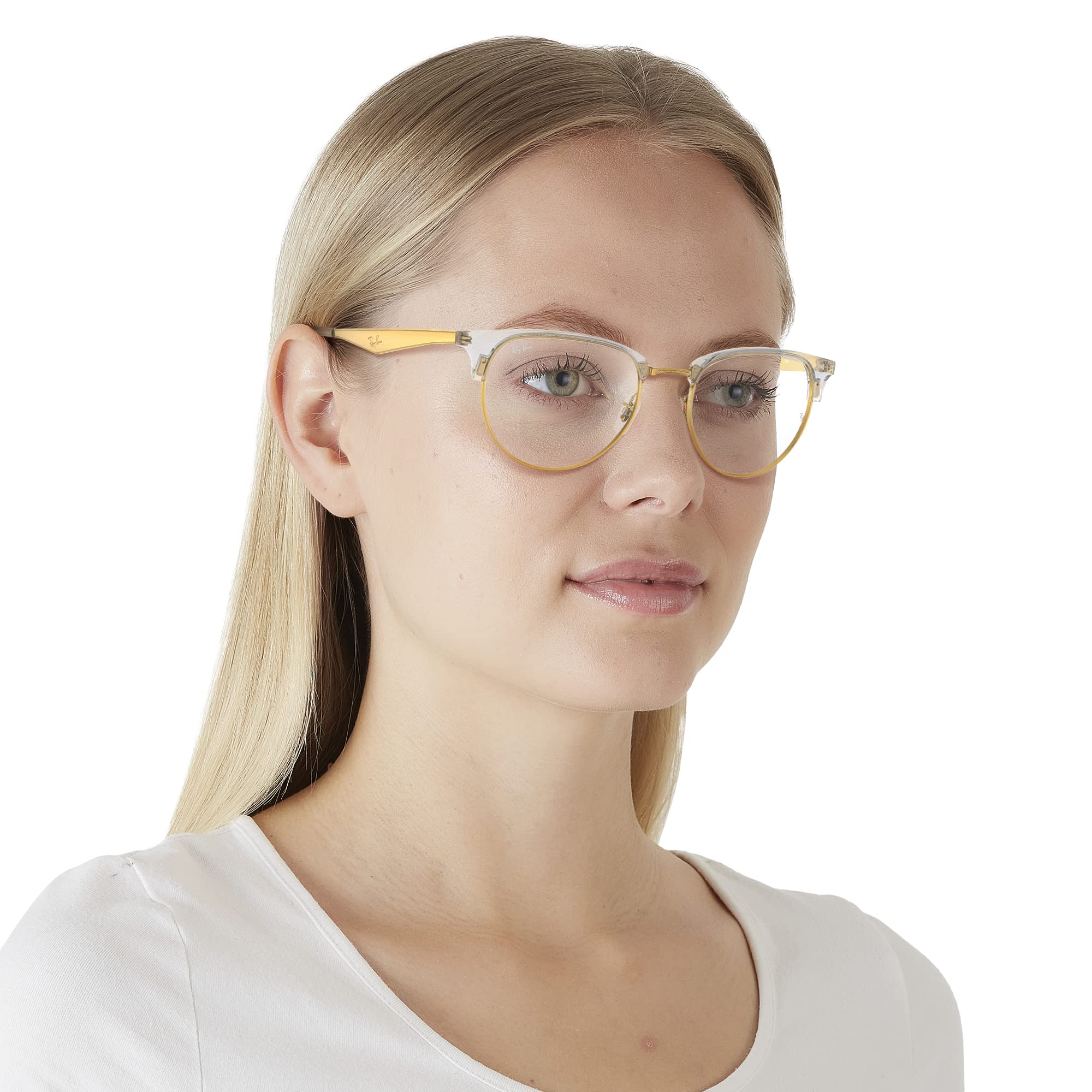 Ray-Ban RX6396 Round Prescription Eyeglass Frames, Arista White/Demo Lens, 53 mm