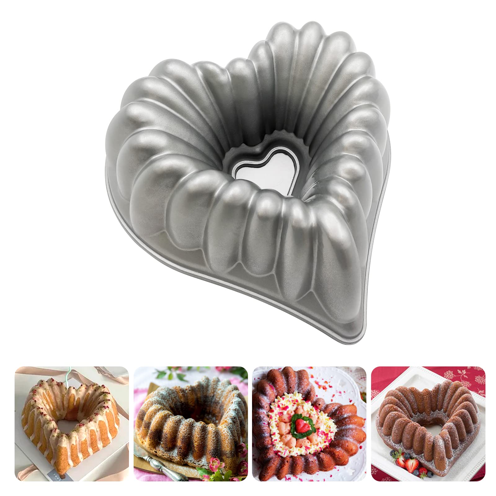 WBJKZJD Charlotte Cake Mold Aluminium Kitchen Accessories Decoration Christmas Wedding Family 3D Charlotte Cake Pan (Love heart shape)
