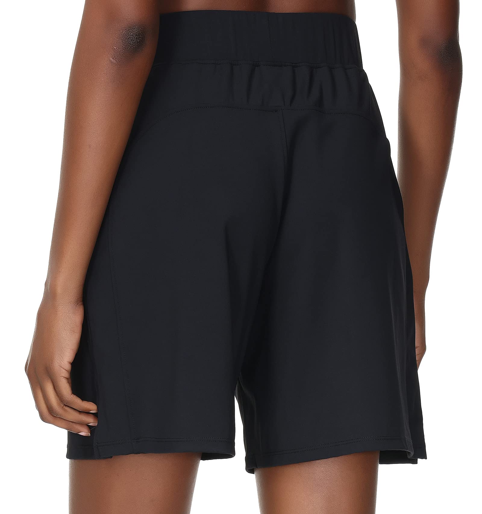 Women's Bermuda Shorts Athletic Long Loose Fit Shorts with Pockets Drawstring Lounge Shorts for Walking Workout Yoga (Black, X-Large)