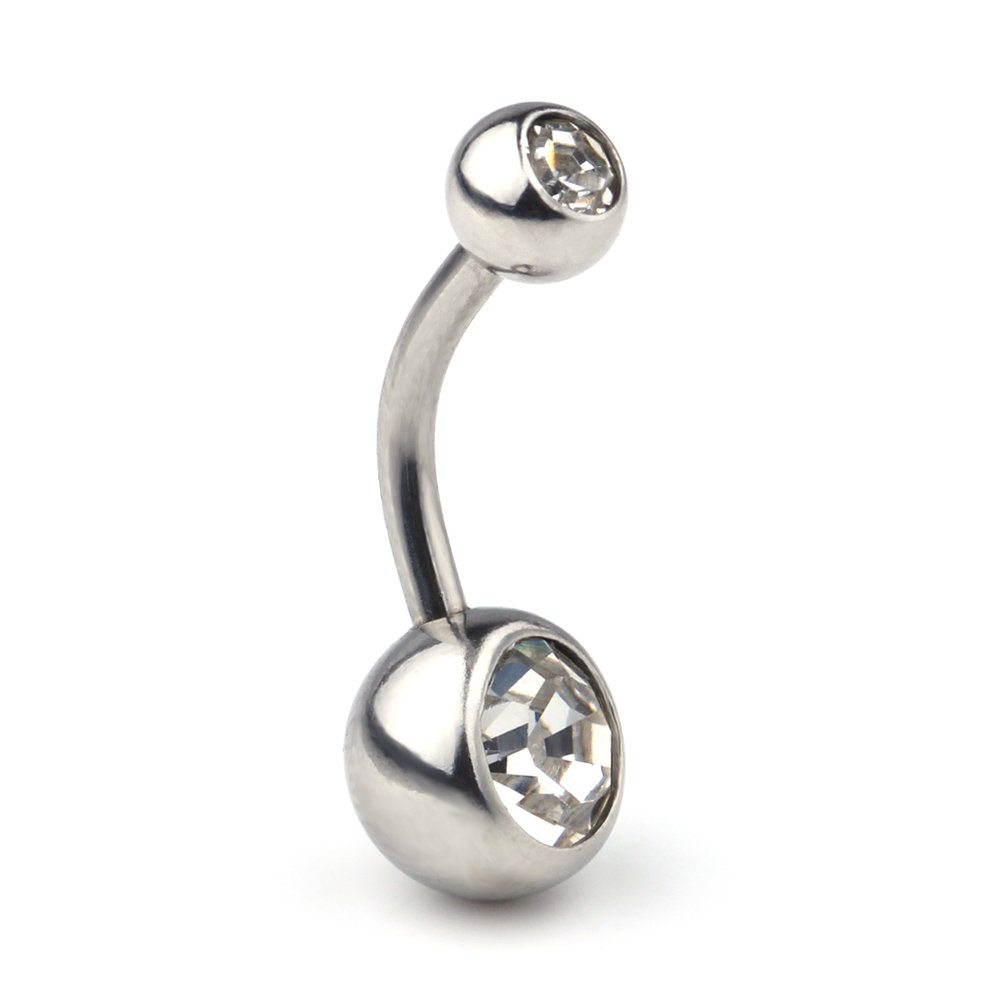 Ruifan 4PCS 14G Clear Birthstone Crystal Ball Belly Button Rings Navel Barbell Body Jewelry Piercing