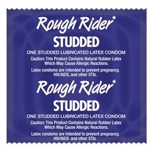 Rough Rider Studded + Brass Lunamax Pocket Case, Ribbed Textured Lubricated Latex Condoms-24 Count