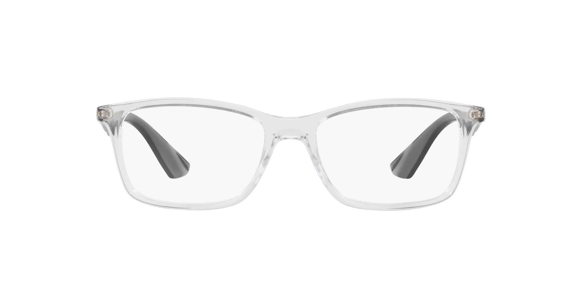 Ray-Ban RX7047 Rectangular Prescription Eyeglass Frames, Transparent on Grey/Demo Lens, 56 mm