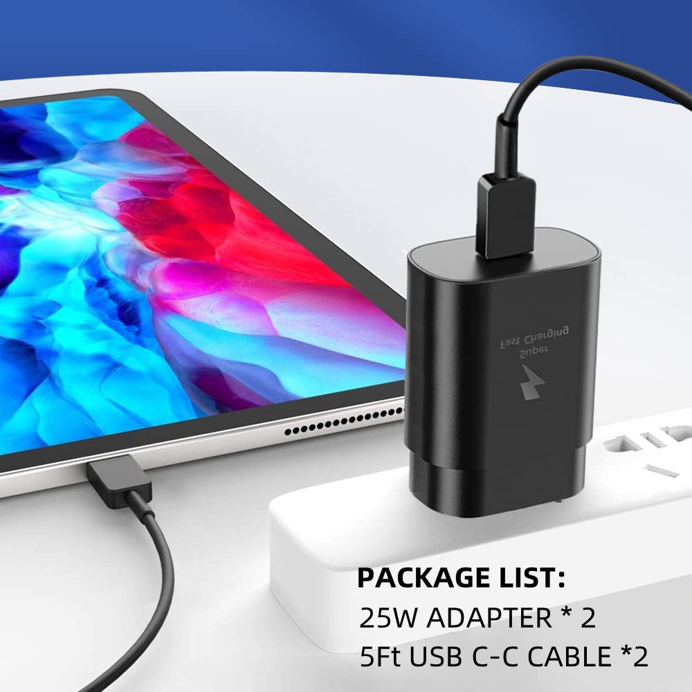 USB C Charger Super Fast Charger for Samsung S22/S21 [2-Pack], Power Adapter Wall Plug Charging Block with 6FT C to C Cable Compatible with Samsung Galaxy S22/S21/S20/S10/S9/S8/Note20