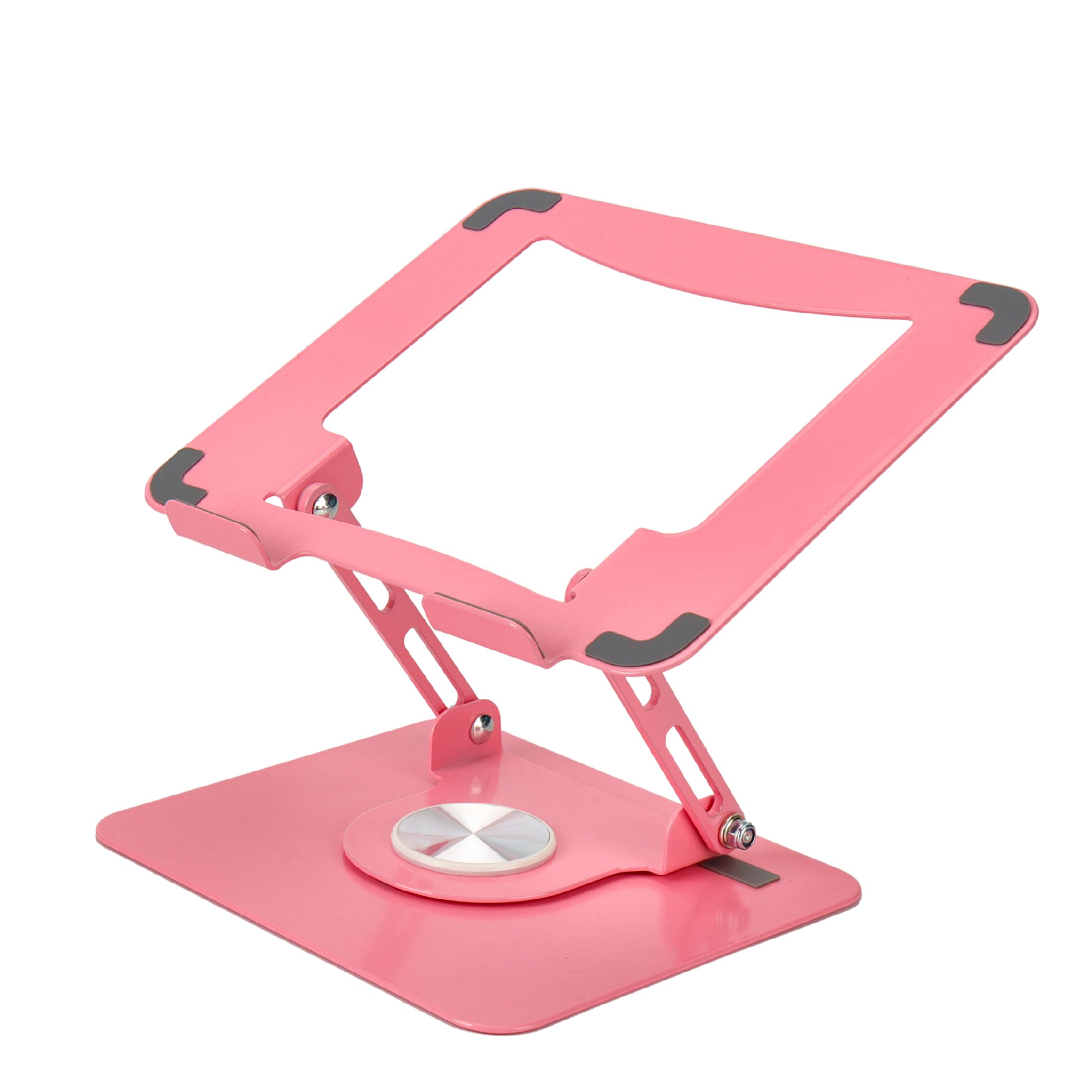 Swivel Laptop Stand for Desk, Adjustable Laptop Stand for Desk w/ 360° Rotation, Raise Tilt Cools Laptop with This Ergonomic Laptop Stand Riser, Collapsible iPad Computer Laptop Stand (Rose Gold)