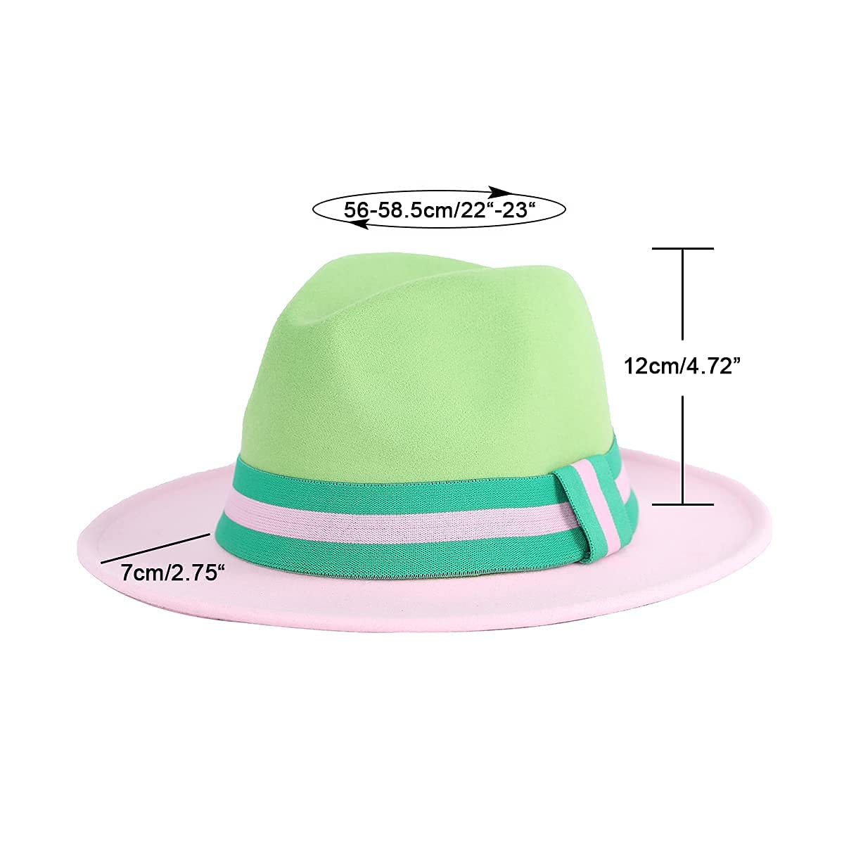 Wide Brim Fedora Hat- Classic and Fashionable Fedora Hats for Women, Adjustable Splicing Wide Brim Hats for Men (Lemon and Pink)