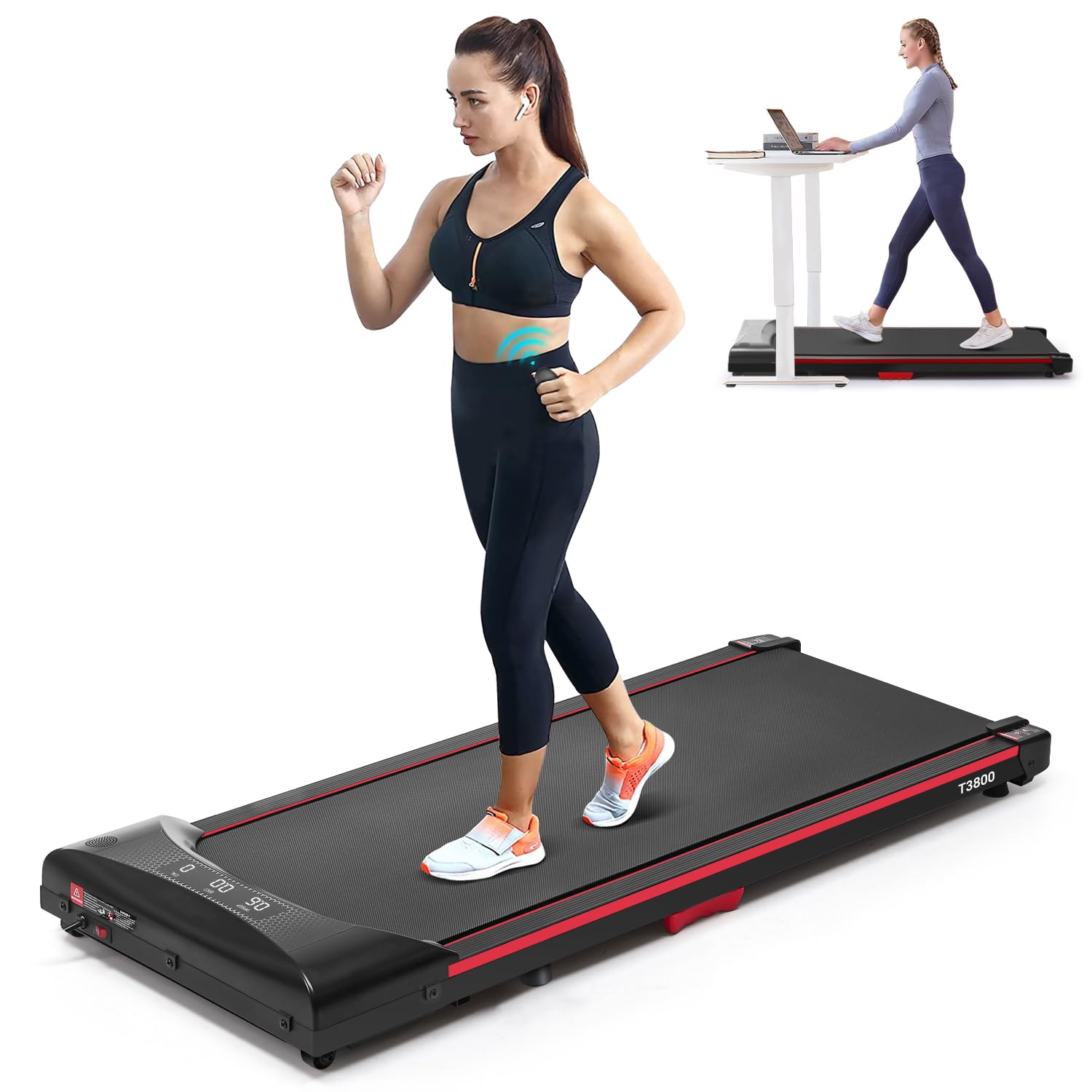 Walking Pad Treadmill with Incline,3 in 1 Under Desk Treadmill Walking Pad with Removable Desk Workstation Treadmill for Home Small Office with LED Display Wristband Remote Control