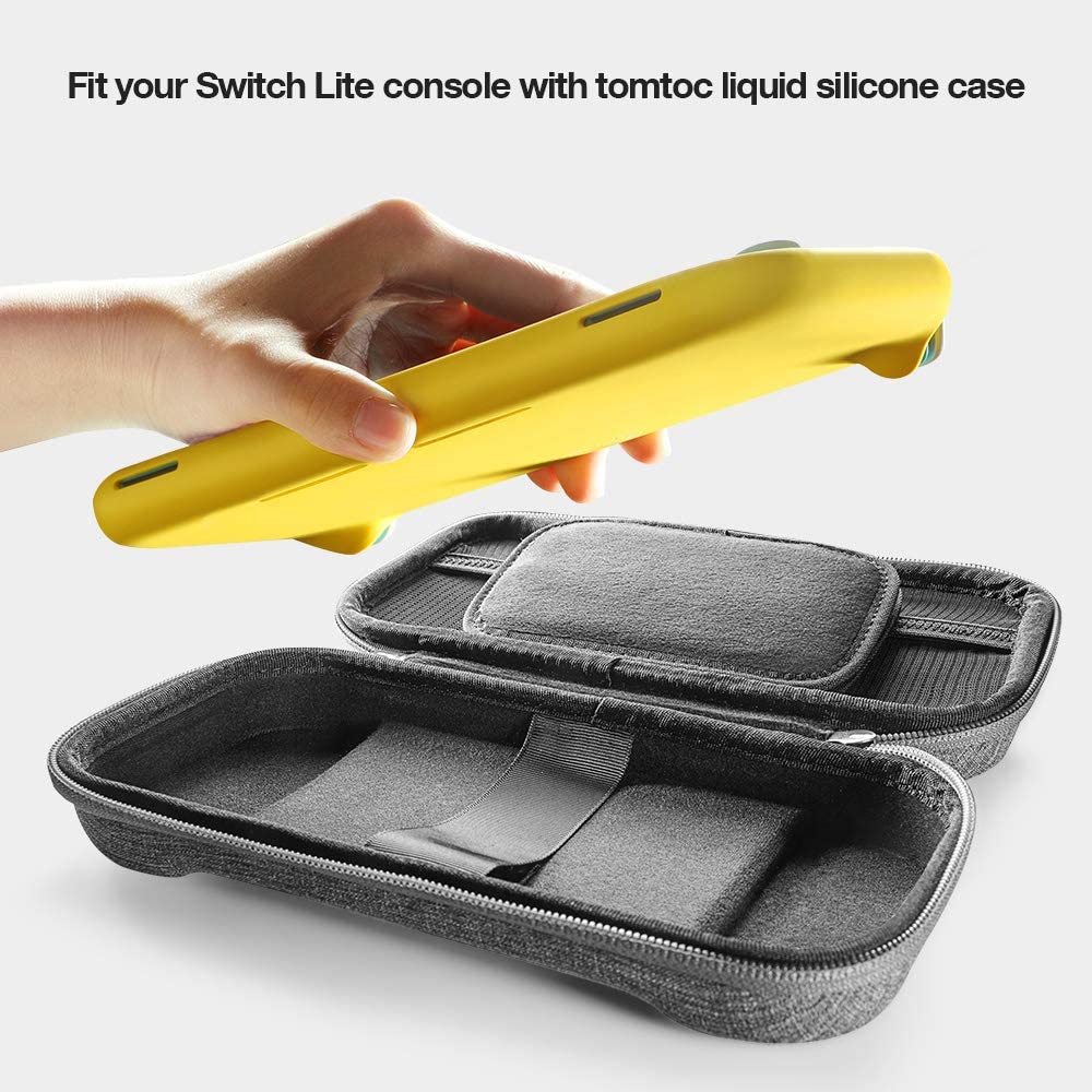tomtoc Switch Lite Case, GPD WIN 4 Case, Slim Protective Carrying Case with Original Patent, Travel Storage Switch Lite Sleeve with 24 Game Cartridges for Nintendo Switch Lite and Accessories, Gray