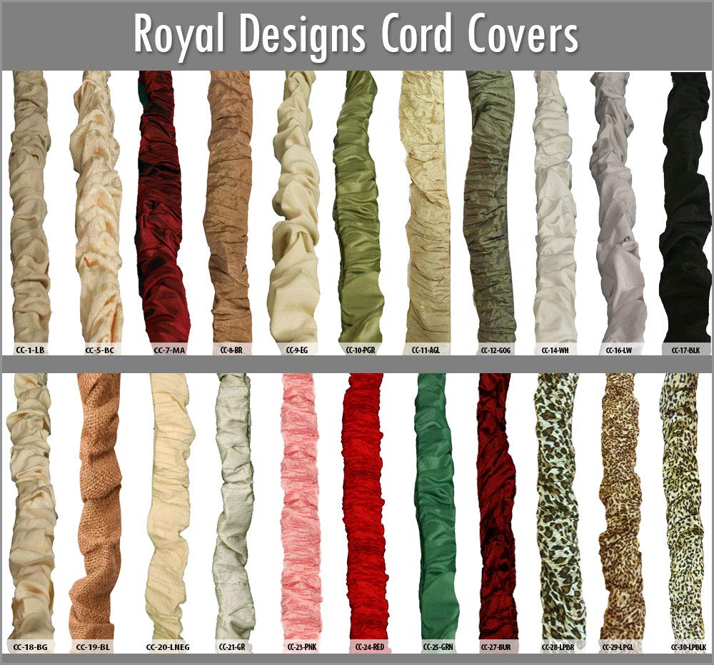 Royal Designs, Inc. CC-1-LB Beige Cord & Chain Cover 4' Linen Fabric Touch Fastener, Linen Beige