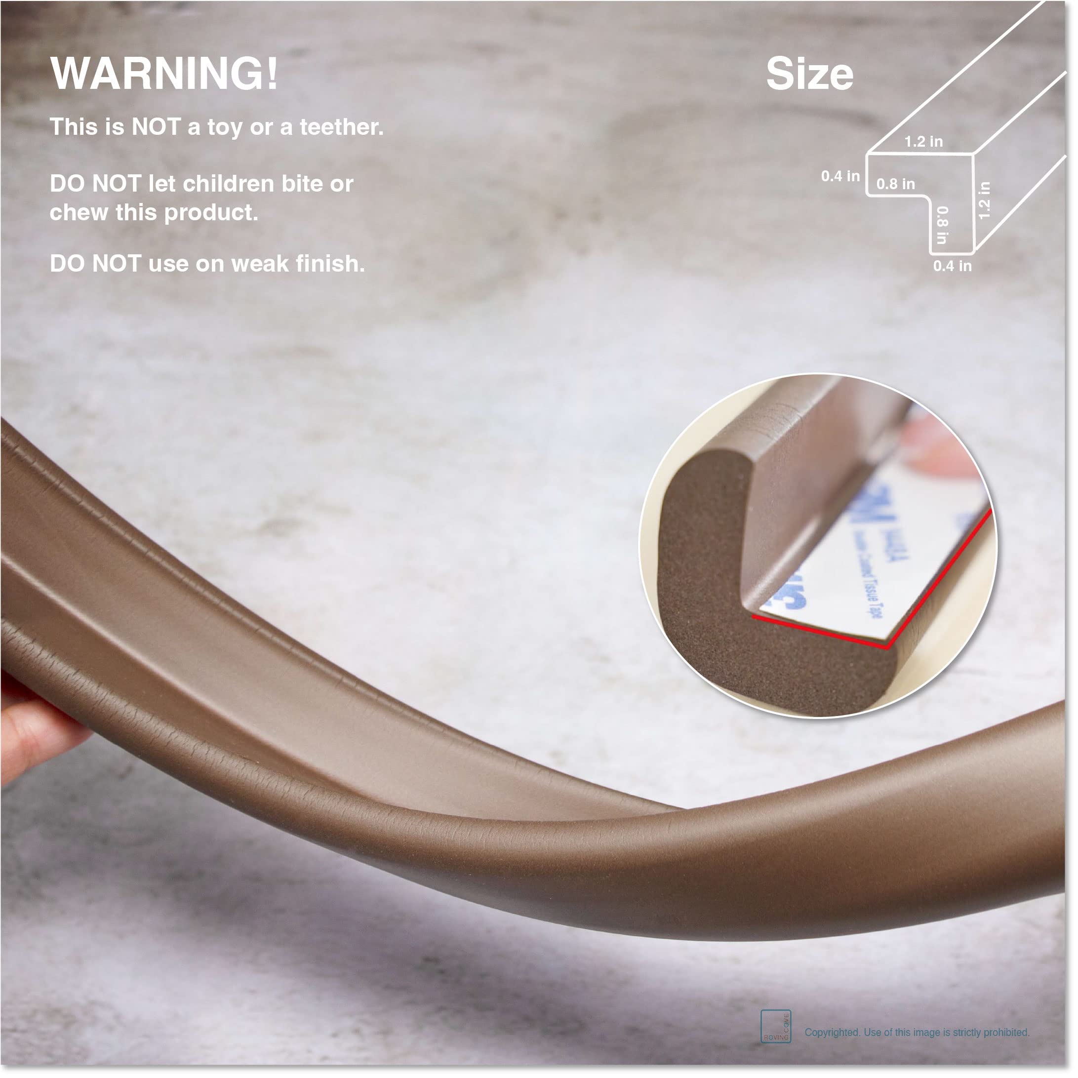 Roving Cove Slim-Fit Edge Protector for Baby Proofing (15ft Small Edge Only), Soft Rubber Foam, Furniture Edge Bumper Guard, 3M Adhesive, Onyx Black