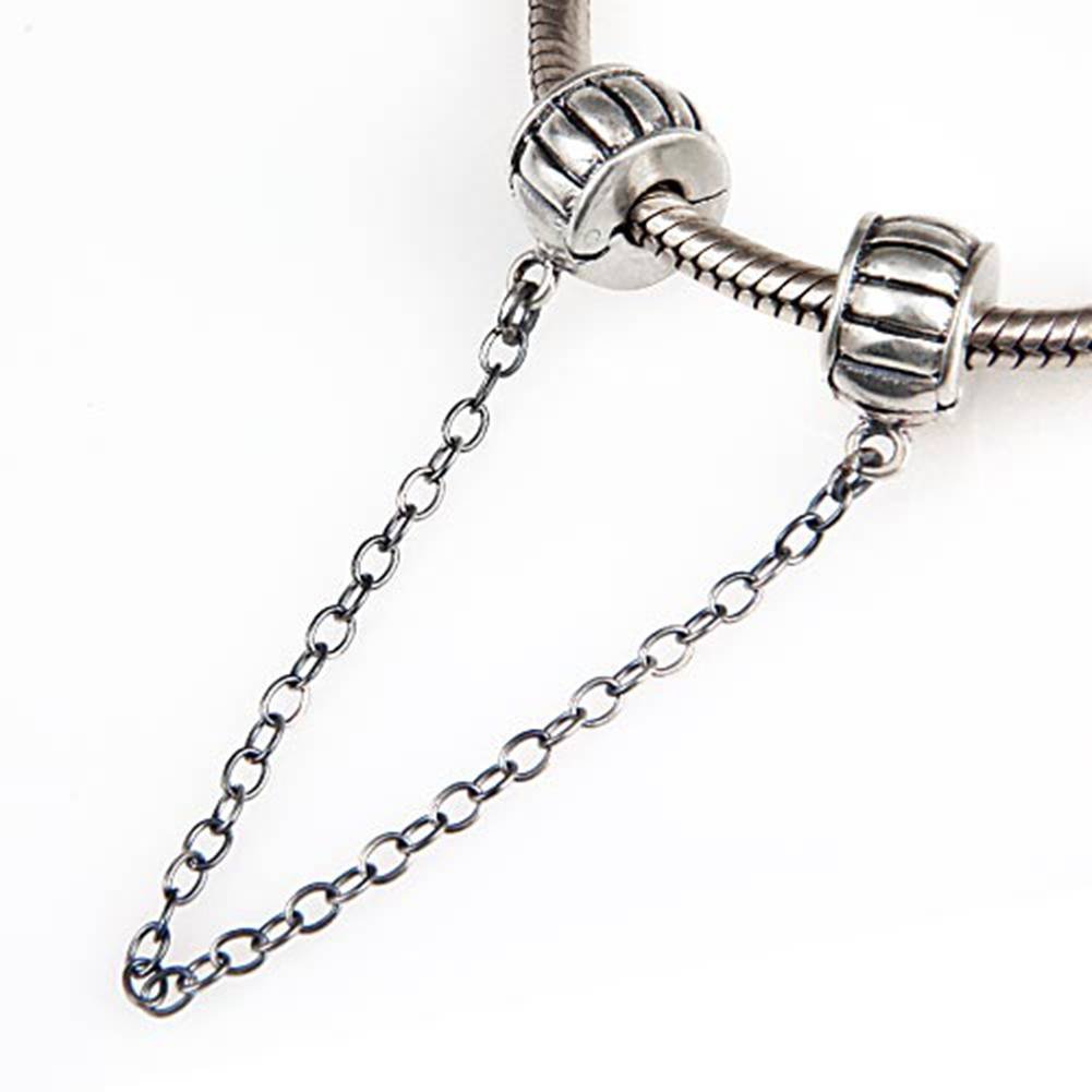 Safety Chain Clip Clasp Charm for Pandora Bracelet Antique 925 Sterling Silver Lock Stopper Beads