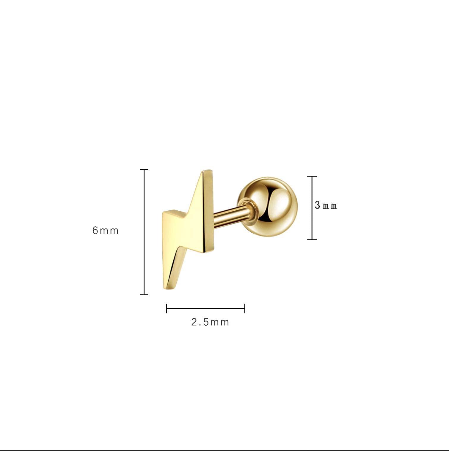 Toppiercing 9 Pcs Stainless Steel Stud Earrings Set 20g Screw Back Ball Tragus Stud CZ Rhinestone Cartilage Earrings Helix Ear Piercing Jewelry