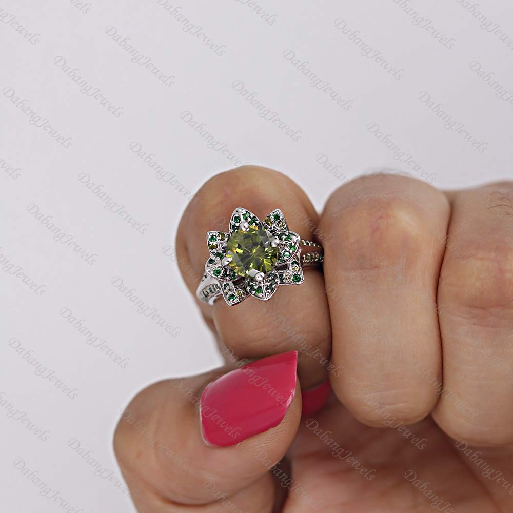 tusakha .925 Sterling Silver 14k White Gold Over Multi-Stone Princess Tiana Engagement Ring For Womens