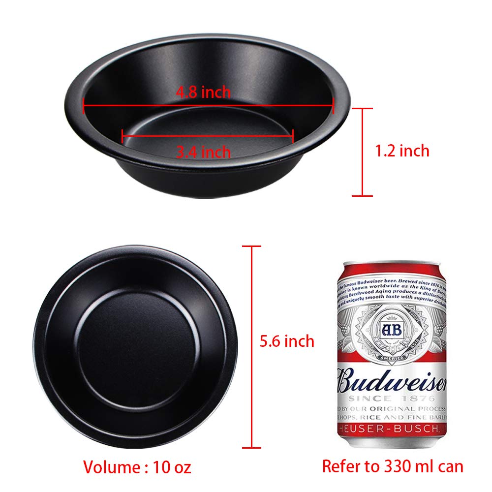 Webake Mini Pie Pans 5 Inch Pie Tins, 4 Pack Nonstick Round Bread and Meat Bakeware for Oven and Instant Pot Baking - Black