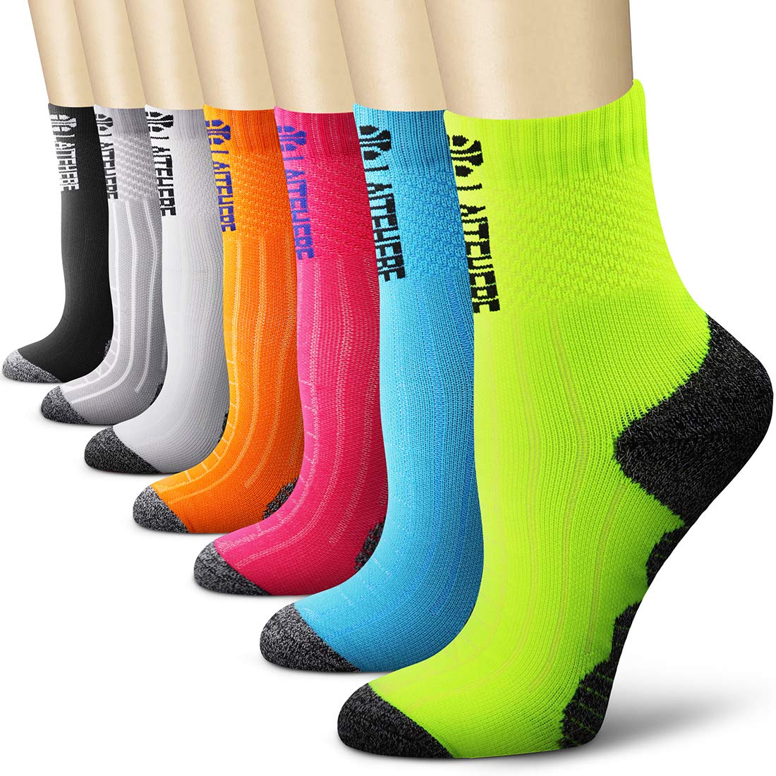 QUXIANG Compression Socks for Women & Men Circulation 3/6/7 Pairs Arch Ankle Support 15-20 mmHg Best for Running Cycling (Multi 31,L/XL)