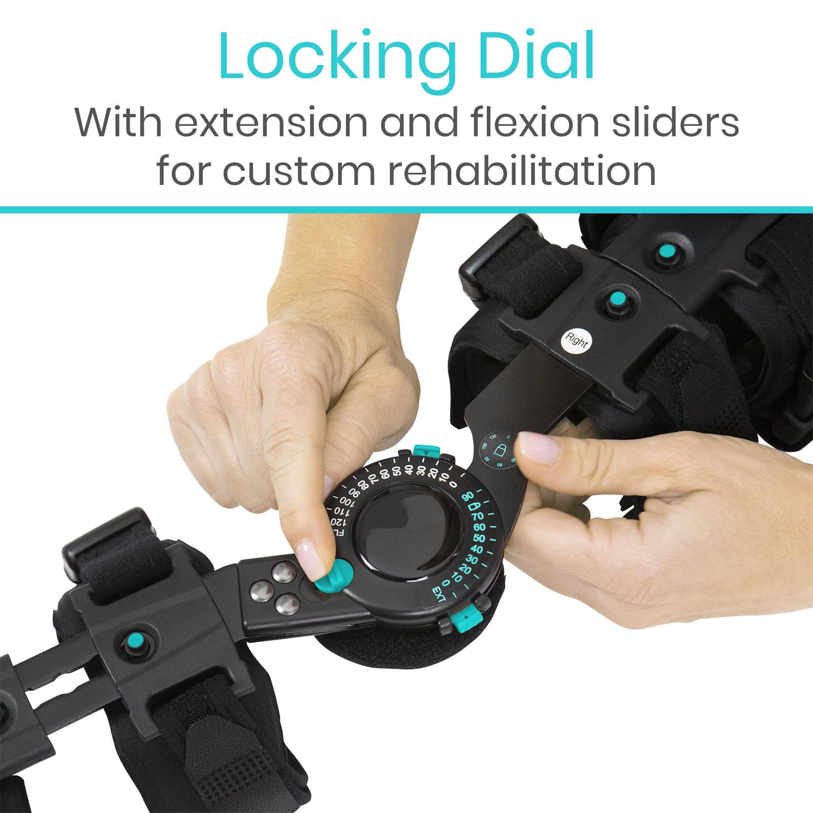 Vive Hinged Elbow Brace (Fits Right) - Range of Motion Support Sling Stabilizer for Dislocated Arm - ROM Adjustable Splint & Shoulder Strap - Post Tendon Injury & Surgery Pain Relief Recovery