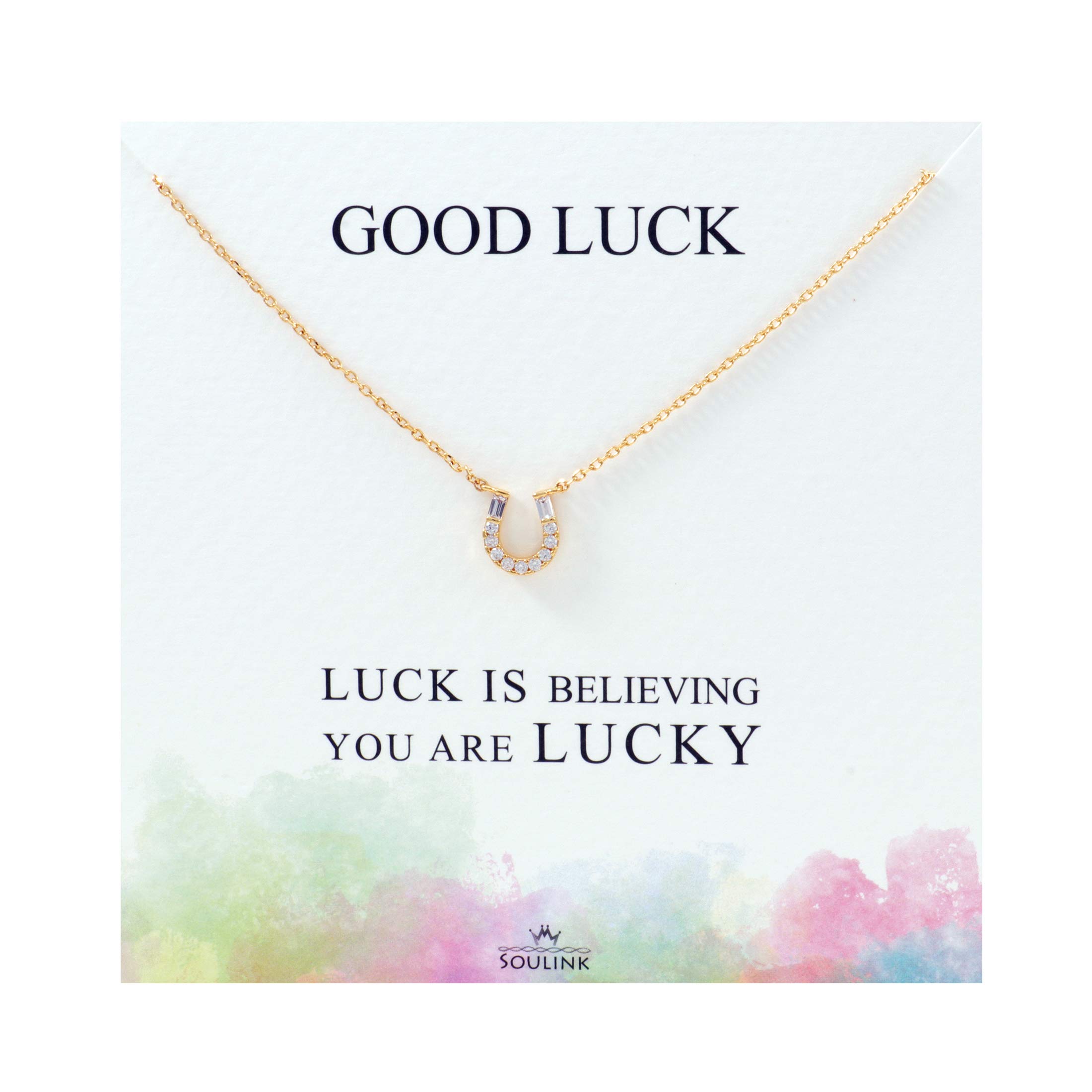 Soulink Sparkling Lucky Horseshoe Necklace (Yellow Gold)