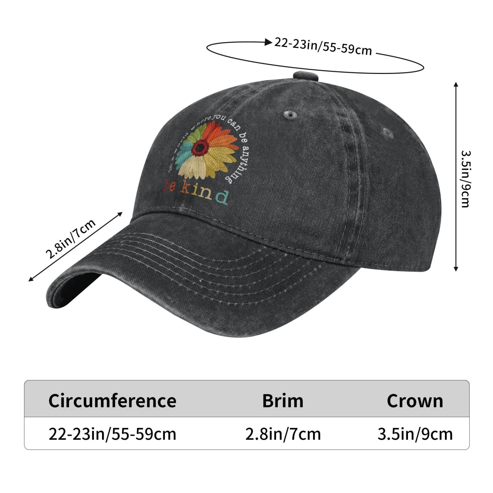 YOHTLENA Womens Mens Be Kind Baseball Cap Adjustable Washable Be Kind Hats Unisex Sport Caps