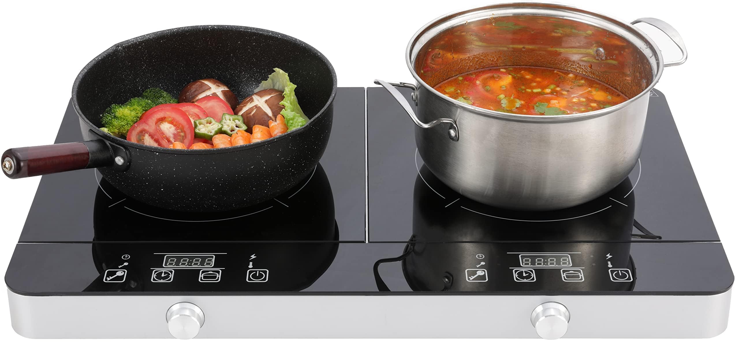 Weceleh Portable Double Induction Cooktop 1800W, 2 Burner Electric Cooktop, Countertop Induction Stove Top, Hot Plate, Induction Burner with Timer, 10 Temp Levels, Child Lock, 110V-120V Plug, Black