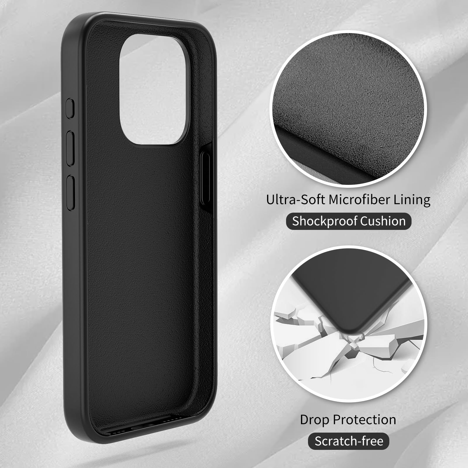 Phone Case for iPhone 14 Pro Case - Designed for iPhone 14 Pro Case (Black) Anti-Scratch Soft Microfiber Lining, 6.1 inch