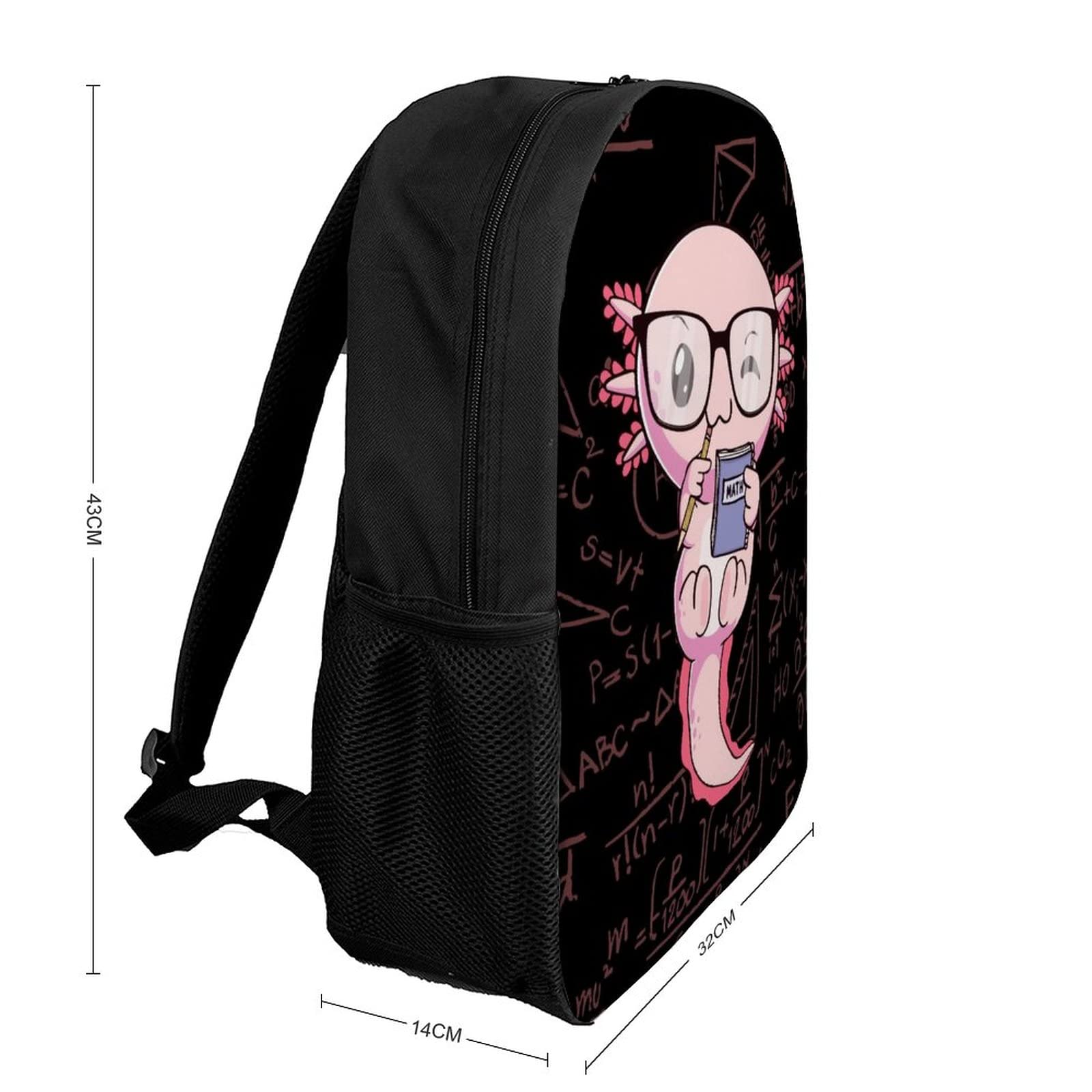 usmikeys Axolotl Backpack, Waterproof Bookbag for Boys Girls Back to School 17 Inch
