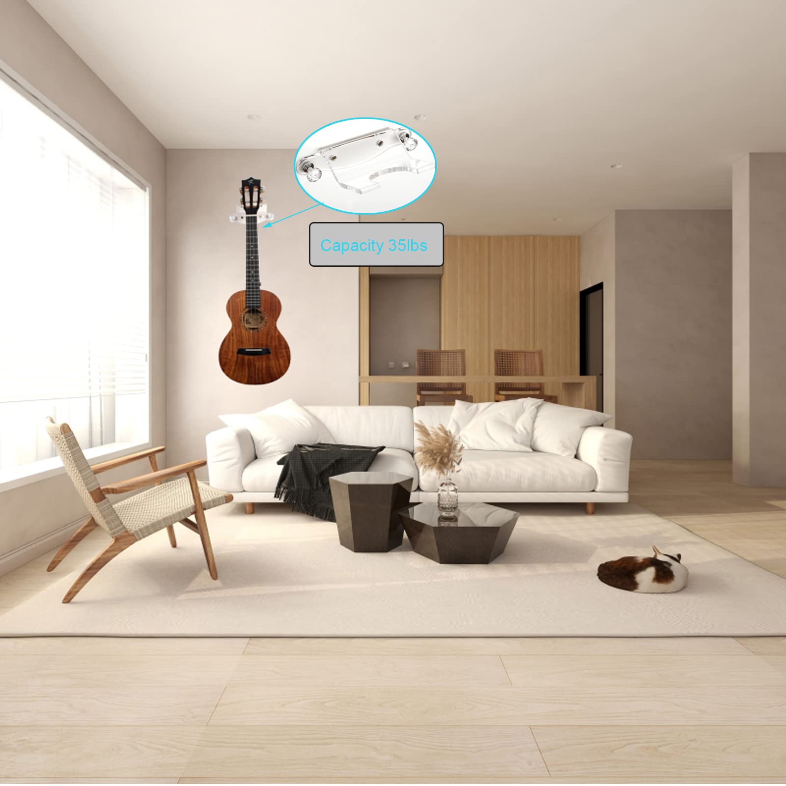 WANLIAN Guitar wall mount acrylic,acrylic wall mount guitar hanger,for Ukulele Guitar Wall Display and Storage (transparent)