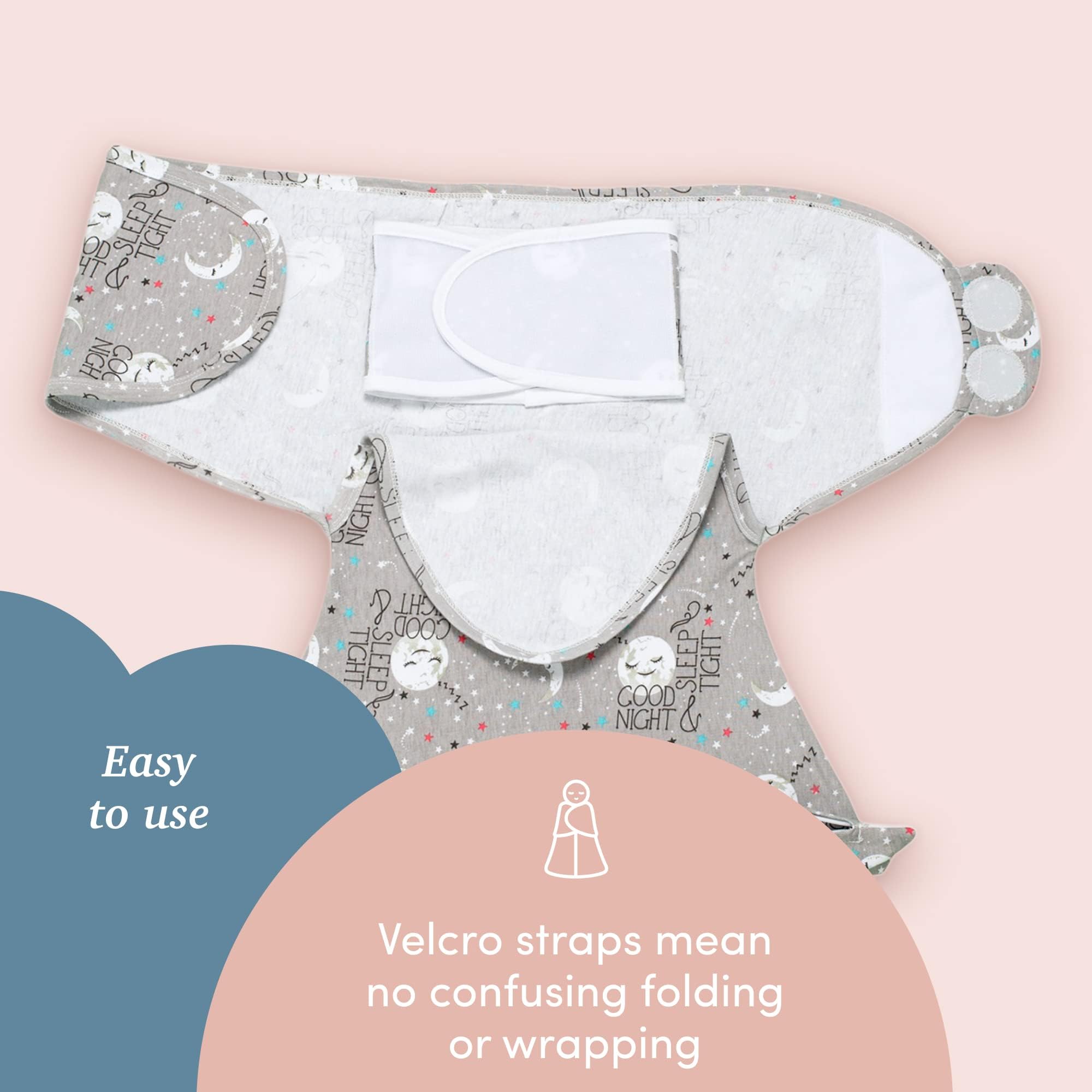 SleepingBaby Zippy Swaddle - Baby Swaddle Blanket with Convenient Bottom Zipper - Goodnight Moon - Small/Medium