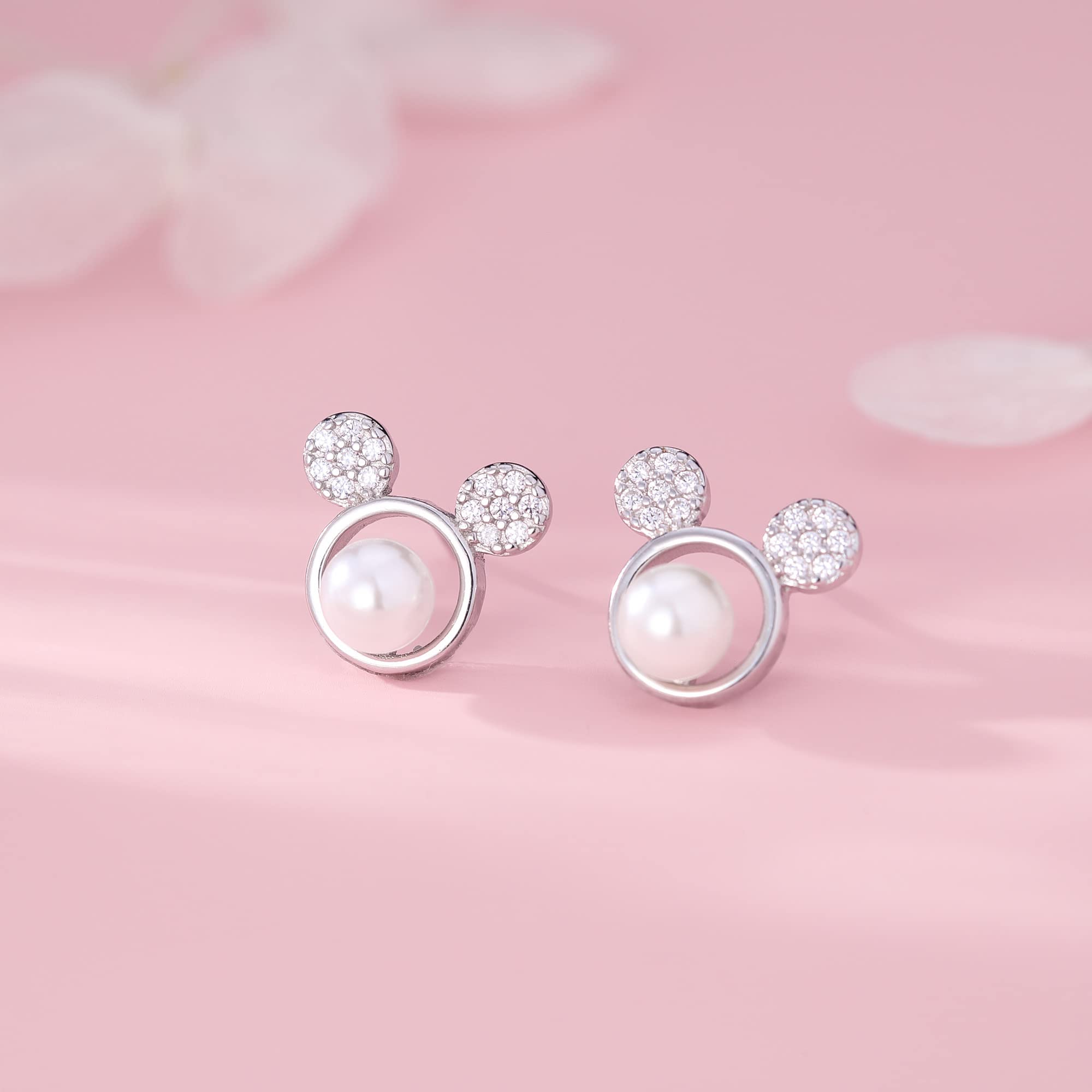 SLUYNZ 925 Sterling Silver Sparkling CZ Mouse Studs Earrings for Women Teens Cute Mouse Earrings (Silver)