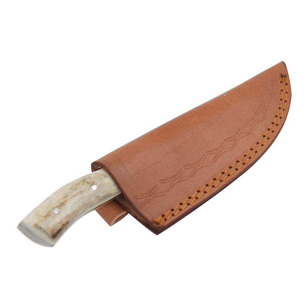 Wild Turkey Handmade Wood Handle Full Tang Fixed Blade Hunting Knife With Genuine Leather Sheath