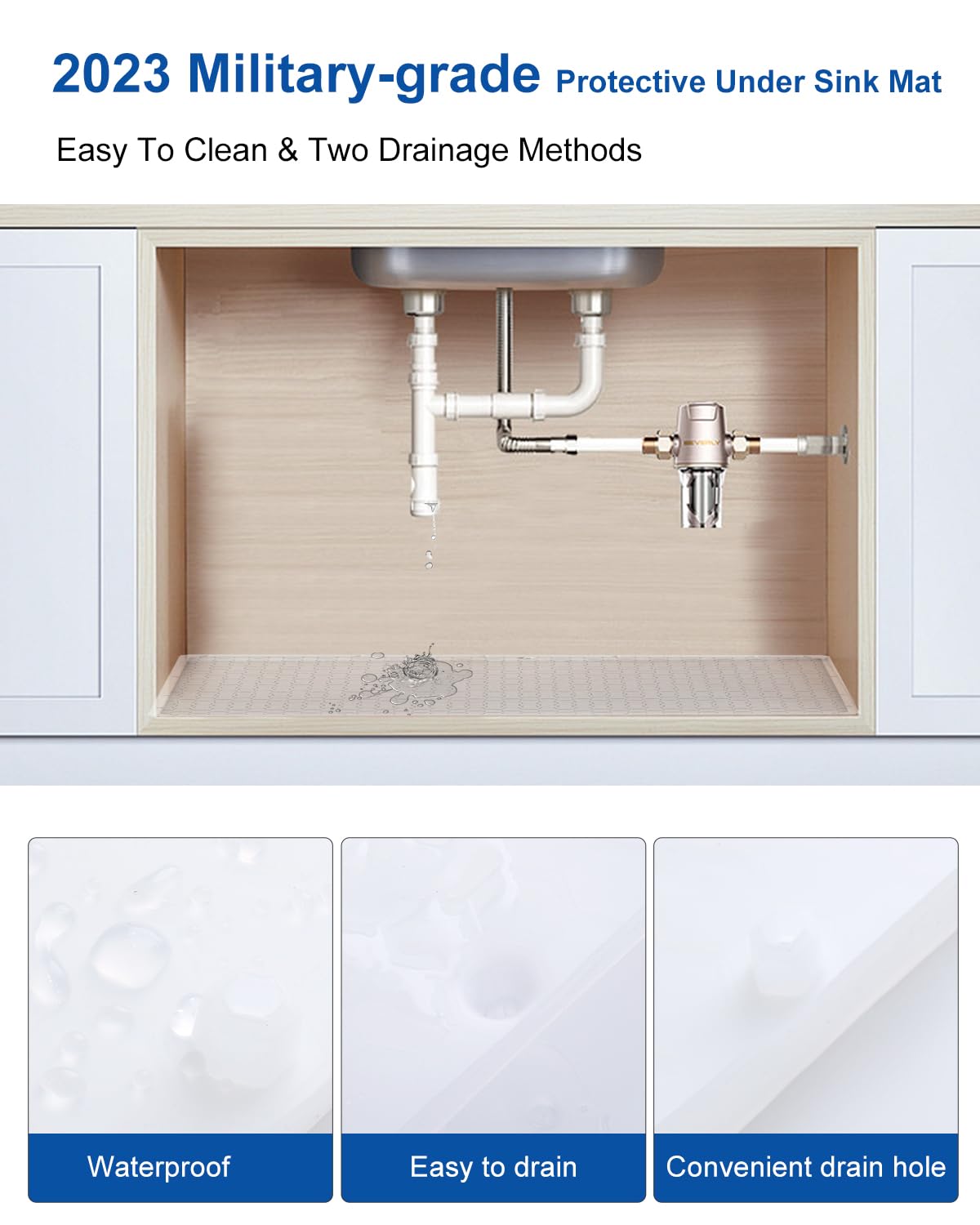 YTSUIZHU Under Sink Mat,【Easy to Clean & Thicker】34" x 22" Under Sink Mat Waterproof for Kitchen & Bathroom Cabinets Protector, Flexible Silicone Under Sink Drip Tray with Lip for Drips, Leaks, Spills