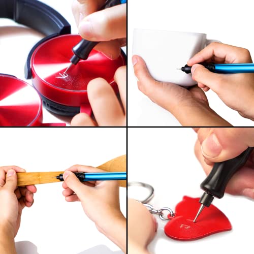 The Original Easy Etcher - Engraving Pen Complete Kit - Portable DIY Craft Electric Engraver & Stencils for Jewelry, Metal, Glass, Leather, Wood - Rotary Tool Etching Scribe Carving Tool