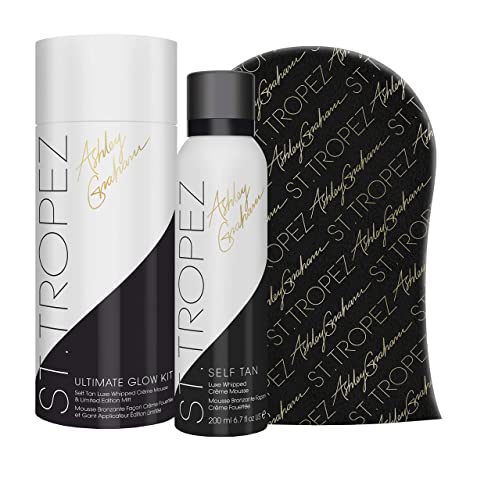 St.Tropez x Ashley Graham Limited Edition Ultimate Glow Kit, Self Tan Luxe Whipped Crème Mousse and Self Tanning Mitt, Vegan Self Tanner with Hyaluronic Acid Complex and Anti Oxidants, 6.7 Fl Oz