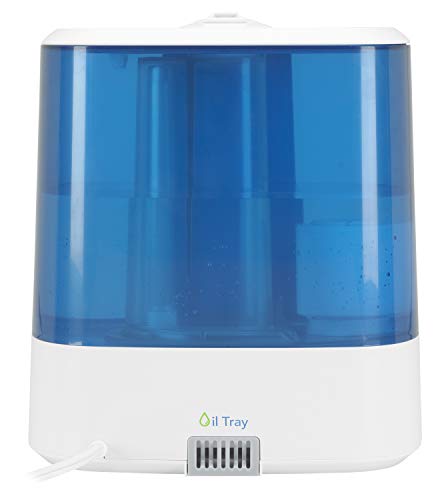 Pure Guardian H1175FL Ultrasonic Cool Mist Humidifier, 90 Hrs. Run Time, 1.5 Gal. Tank Capacity, 390 Sq. Ft. Coverage, Medium Rooms, Quiet, Filter Free, Silver Clean Treated Tank, Essential Oil Tray